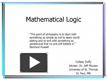 Mathematical Logic presentation | free to view