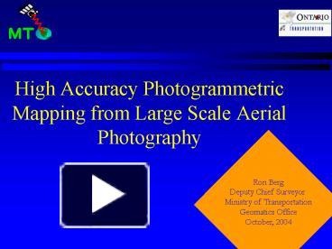 High Accuracy Photogrammetric Mapping from Large Scale Aerial ...