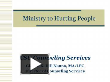 Ministry to Hurting People presentation | free to view