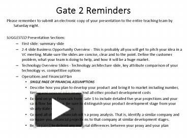 Gate 2 Reminders presentation | free to view
