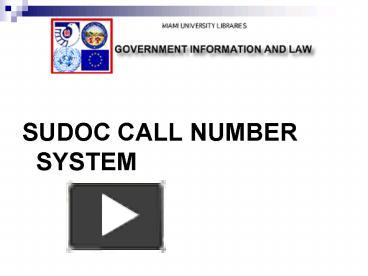 SUDOC CALL NUMBER SYSTEM presentation | free to view