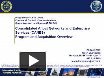 PEO C4I/IT Seminar Brief - CANES - Aug 08 presentation | free to view