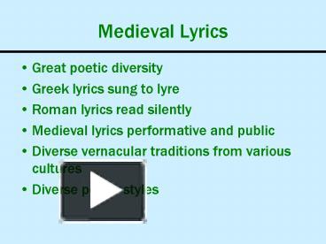 PPT – Medieval Lyrics PowerPoint presentation | free to view - id: c274 ...