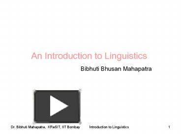 PPT – An Introduction to Linguistics PowerPoint presentation | free to ...