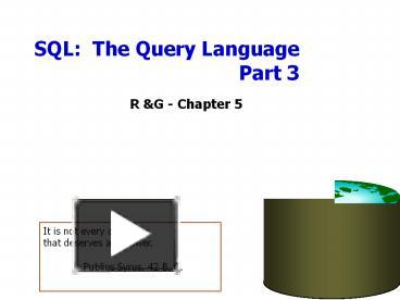 PPT – SQL: The Query Language Part 3 PowerPoint presentation | free to ...