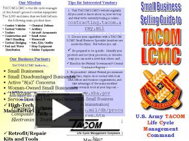 U.S. Army TACOM presentation | free to view