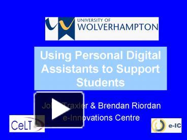 PPT – Using Personal Digital Assistants to Support Students PowerPoint ...