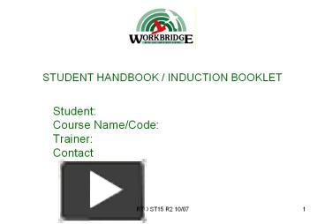STUDENT HANDBOOK / INDUCTION BOOKLET presentation | free to view