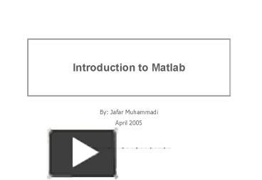 Introduction to Matlab presentation | free to view