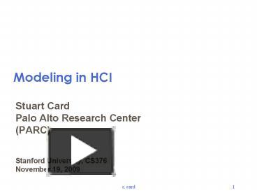 PPT – Modeling in HCI PowerPoint presentation | free to download - id ...