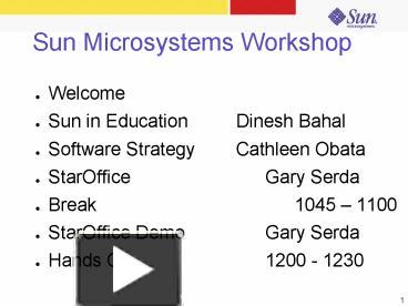 PPT – Sun Microsystems Workshop PowerPoint presentation | free to ...
