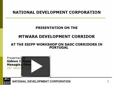 NATIONAL DEVELOPMENT CORPORATION presentation | free to view