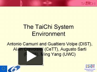 PPT – The TaiChi System Environment PowerPoint presentation | free to ...