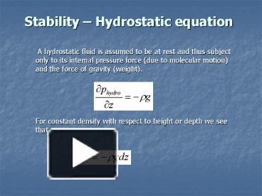 PPT – Stability Hydrostatic equation PowerPoint presentation | free to ...