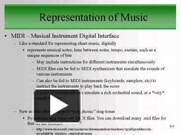Representation of Music presentation | free to view