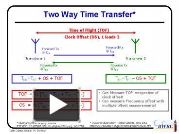 Two Way Time Transfer presentation | free to view
