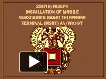 25U10J02LP1 INSTALLATION OF MOBILE SUBSCRIBER RADIO TELEPHONE TERMINAL ...