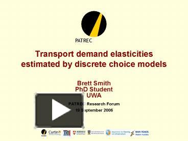 PPT – Transport demand elasticities estimated by discrete choice models ...
