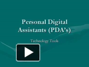 Personal Digital Assistants PDAs presentation | free to view