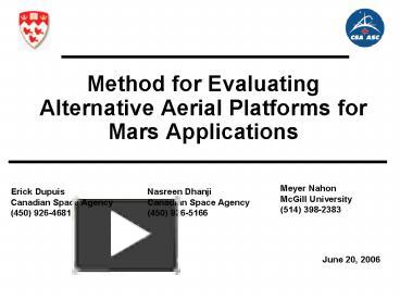 Method for Evaluating Alternative Aerial Platforms for Mars ...