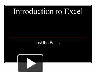 PPT – Introduction to Excel PowerPoint presentation | free to view - id ...
