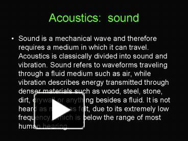 Acoustics: sound presentation | free to view