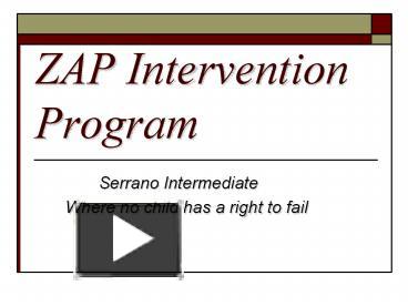 ZAP Intervention Program presentation | free to view