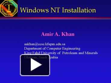 PPT – Windows NT Installation PowerPoint presentation | free to view ...