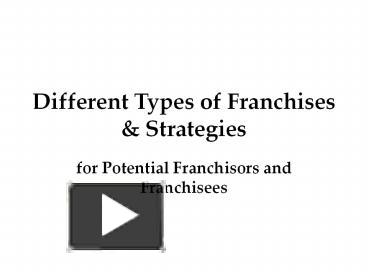 PPT – Different Types of Franchises PowerPoint presentation | free to ...