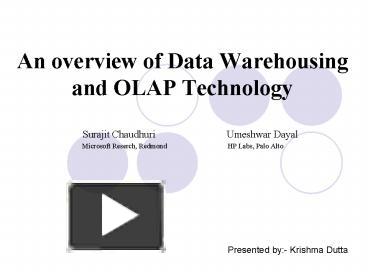 An overview of Data Warehousing and OLAP Technology presentation | free ...