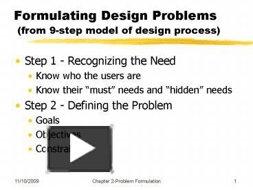 Formulating Design Problems from 9step model of design process ...
