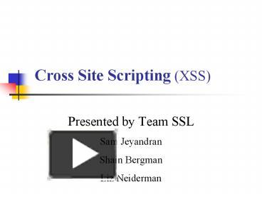 Cross Site Scripting XSS presentation | free to view