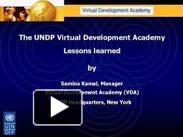 PPT – The UNDP Virtual Development Academy PowerPoint presentation ...