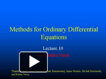 Methods for Ordinary Differential Equations presentation | free to view