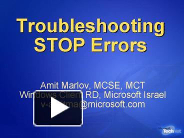 PPT – Troubleshooting STOP Errors PowerPoint presentation | free to ...