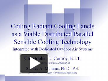 Ceiling Radiant Cooling Panels as a Viable Distributed Parallel ...