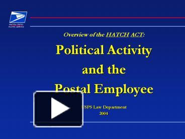 Overview of the HATCH ACT: presentation | free to view