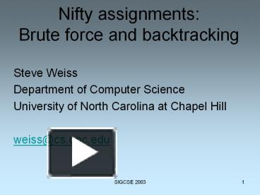 PPT – Nifty assignments: Brute force and backtracking PowerPoint ...