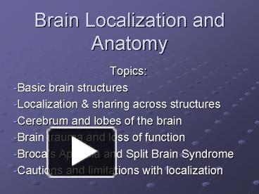 Brain Localization and Anatomy presentation | free to view