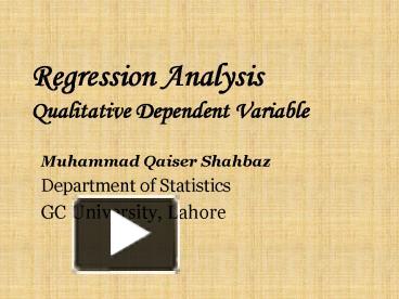 Regression Analysis Qualitative Dependent Variable presentation | free ...