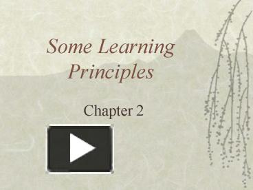Some Learning Principles presentation | free to view