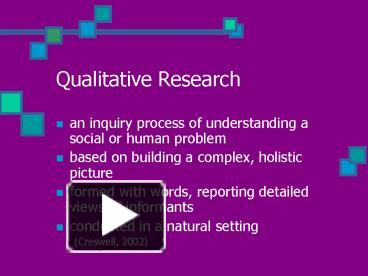 Qualitative Research presentation | free to view
