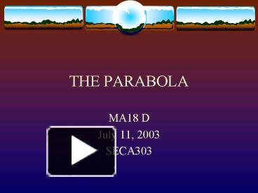 PPT – THE PARABOLA PowerPoint presentation | free to view - id: cb83d-ZDc1Z