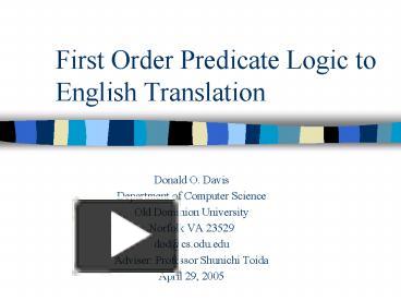 First Order Predicate Logic to English Translation presentation | free ...