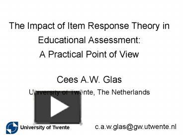 The Impact of Item Response Theory in Educational Assessment: A ...