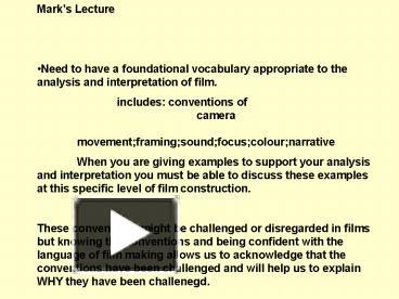 PPT – Marks Lecture PowerPoint presentation | free to view - id: cbcb6 ...