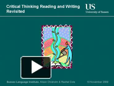 PPT – Critical Thinking Reading and Writing Revisited PowerPoint ...