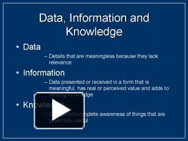 Data, Information and Knowledge presentation | free to view