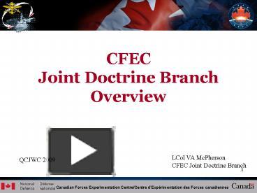 CFEC Joint Doctrine Branch Overview presentation | free to view