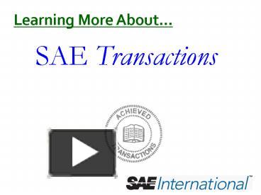SAE Transactions presentation | free to download